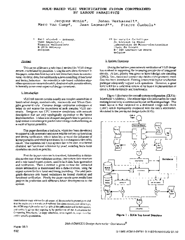 Pdf Rule Based Vlsi Verification System Constrained By Layout Parasitics Jean Léonard