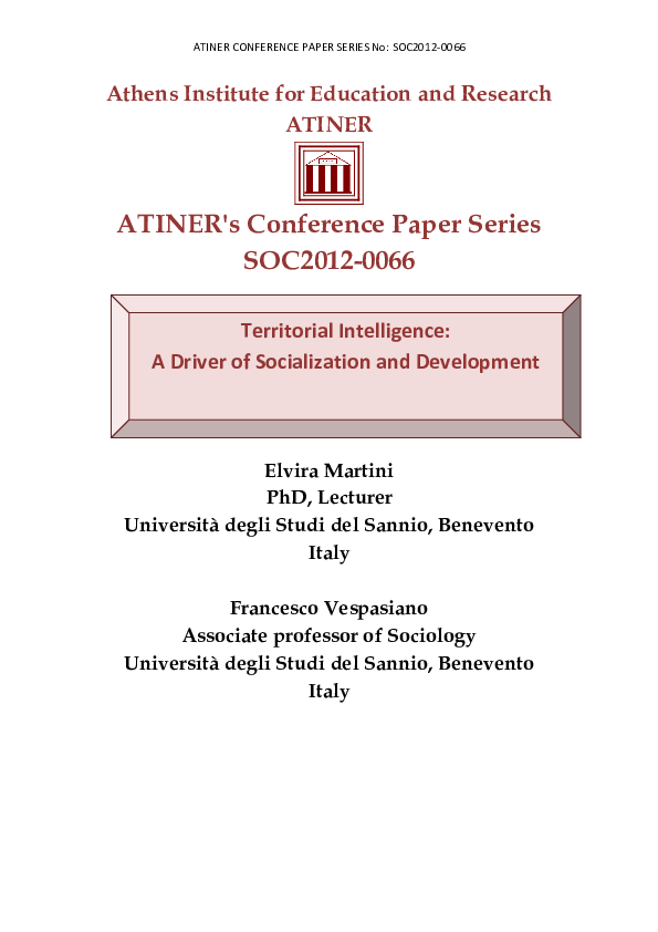 (PDF) ATINER's Conference Paper Series SOC2012-0066