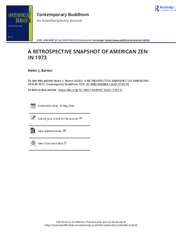 (PDF) A Retrospective Snapshot of American Zen in 1973