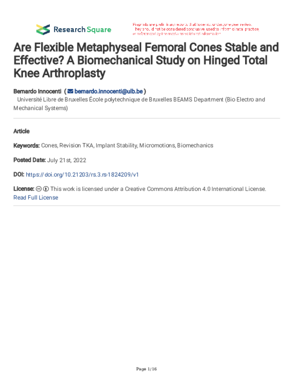 (PDF) Are Flexible Metaphyseal Femoral Cones Stable and Effective? A ...