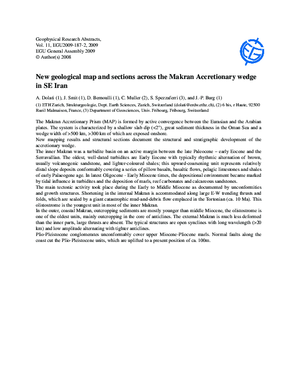 (PDF) New geological map and sections across the Makran Accretionary ...