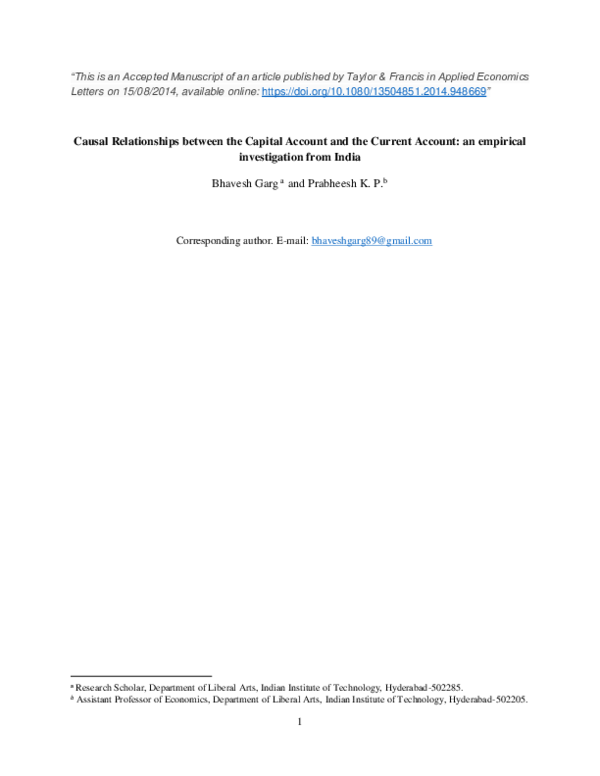 (PDF) Causal relationships between the capital account and the current account: an empirical ...