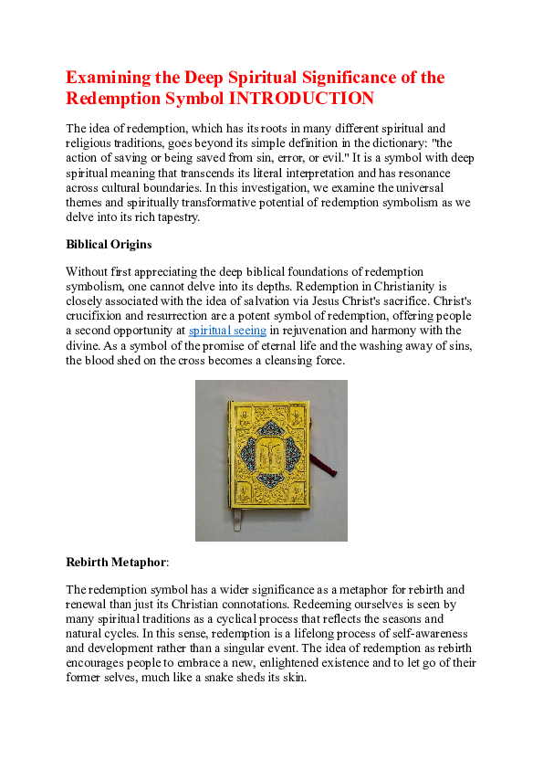 (DOC) Examining the Deep Spiritual Significance of the Redemption ...