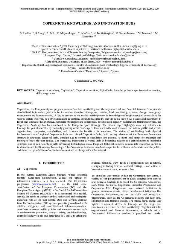 (PDF) Copernicus Knowledge and Innovation Hubs