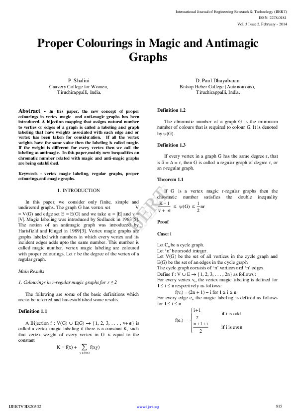 (PDF) Proper Colourings in Magic and Antimagic Graphs
