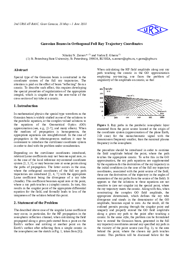 (PDF) Gaussian Beams in Orthogonal Full Ray Trajectory Coordinates
