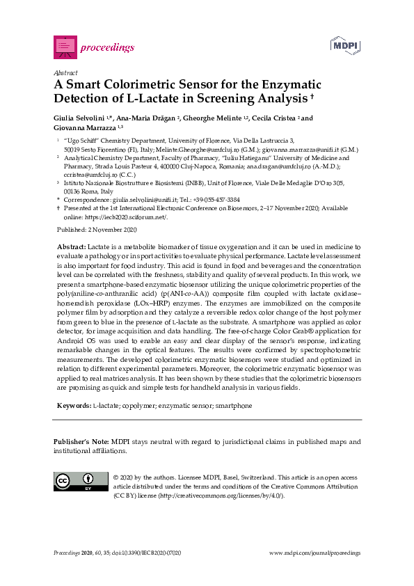 (PDF) A Smart Colorimetric Sensor for the Enzymatic Detection of L ...