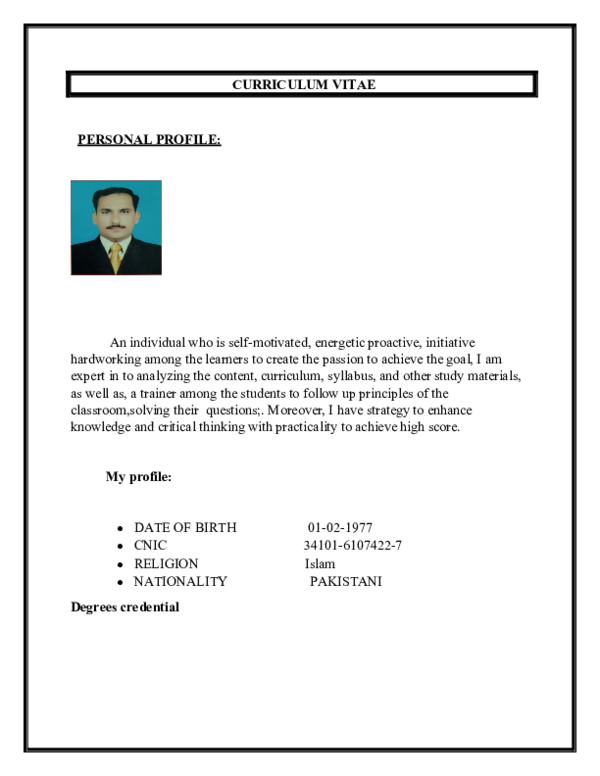 (DOC) CURRICULUM VITAE SAJID CV
