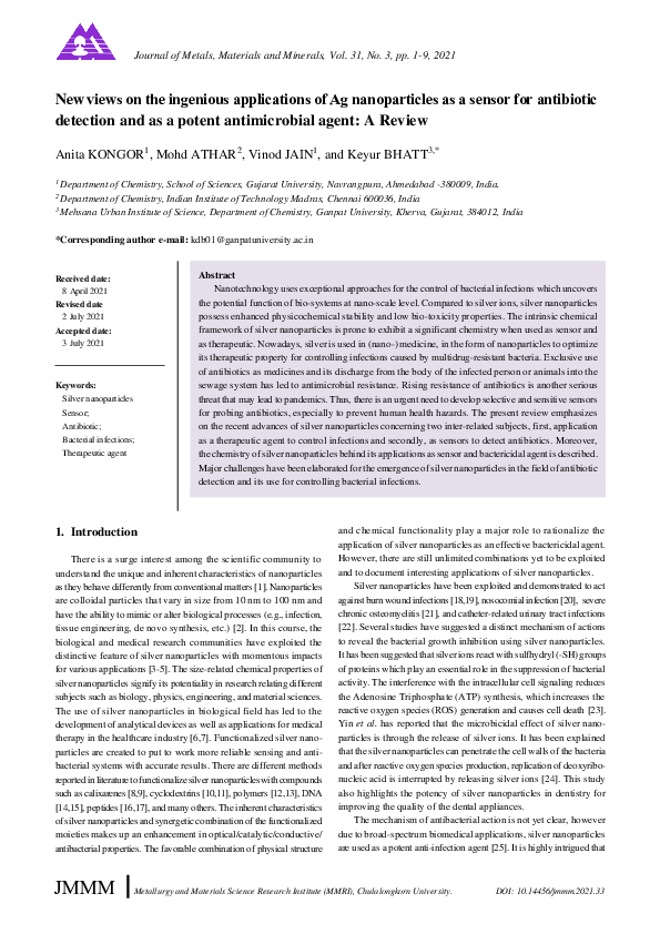 (PDF) New views on the ingenious applications of Ag nanoparticles as a ...