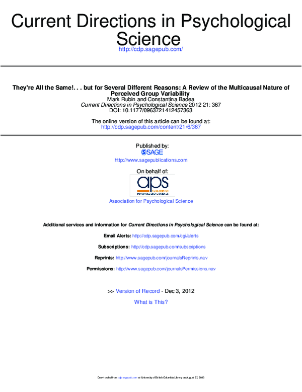 (PDF) They’re All the Same!. . . but for Several Different Reasons