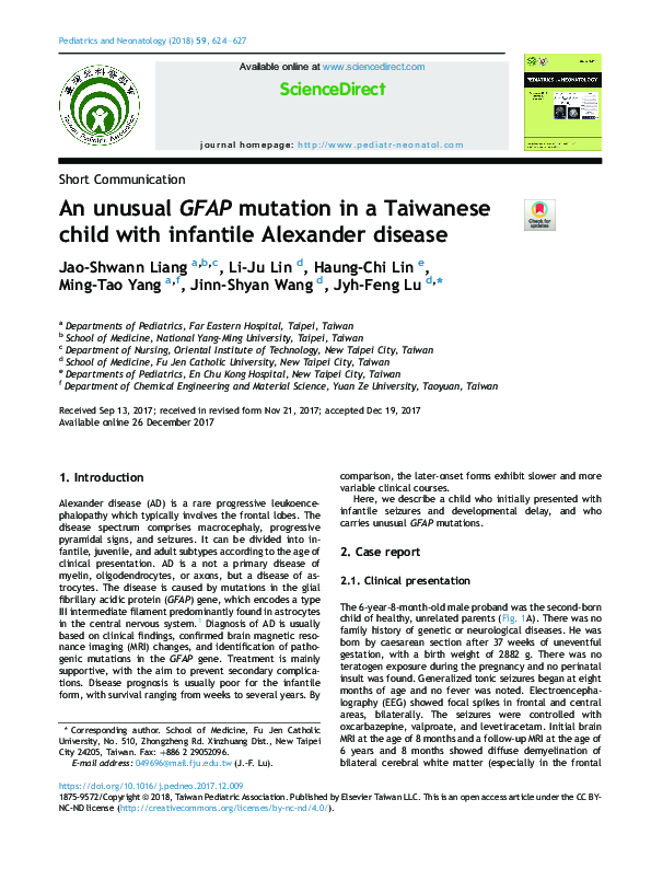 (PDF) Unusual GFAP Mutation in Alexander Disease Case