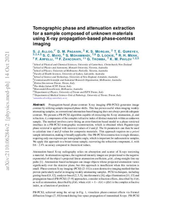 (PDF) Tomographic phase and attenuation extraction for a sample composed of unknown materials ...