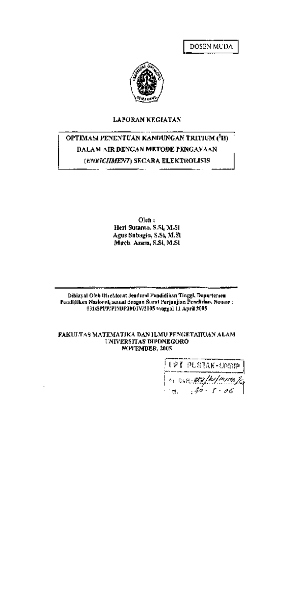 (PDF) Optimasi Penentuan Kandungan Tritium ('H)Dalam Air Dengan Metode ...