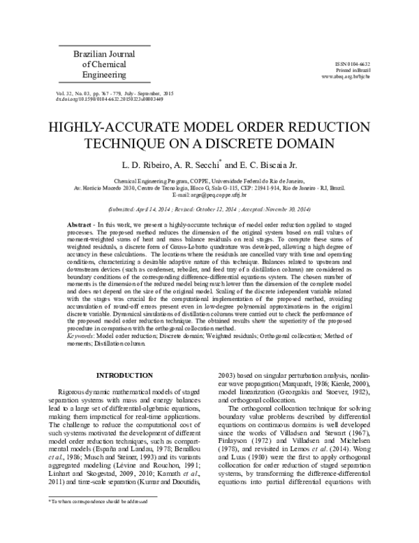 Pdf Highly Accurate Model Order Reduction Technique On A Discrete Domain Argimiro R Secchi