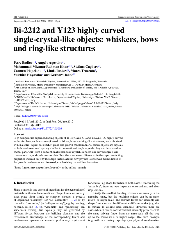 (PDF) Bi-2212 and Y123 highly curved single-crystal-like objects ...