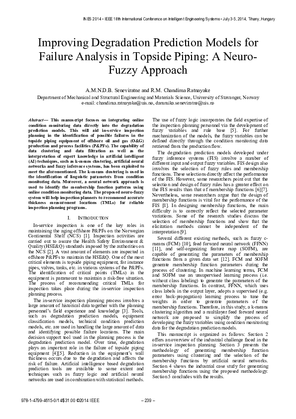 (PDF) Improving degradation prediction models for failure analysis in topside piping: A neuro ...
