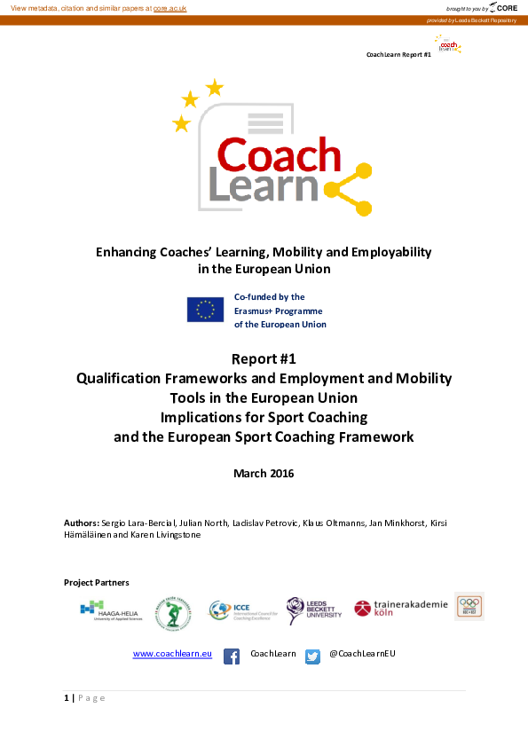 (PDF) Project CoachLearn - Report #1 Qualification Frameworks and ...
