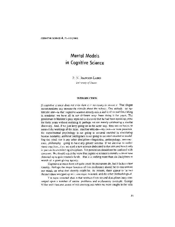 (PDF) Mental Models In Cognitive Science | Alan Garnham - Academia.edu