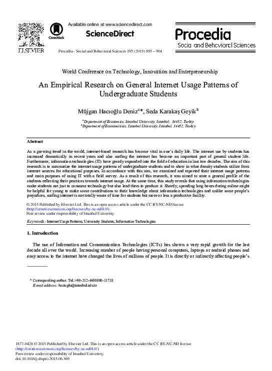 (PDF) An Empirical Research on General Internet Usage Patterns of Undergraduate Students