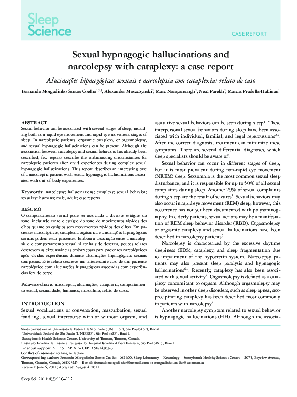 (PDF) Sexual hypnagogic hallucinations and narcolepsy with cataplexy: a case report