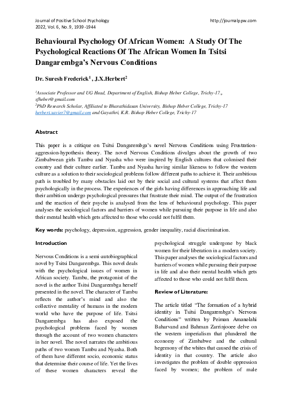 (PDF) Behavioural Psychology of African Women: A Study of the ...