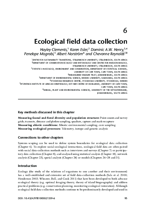 (PDF) Ecological field data collection