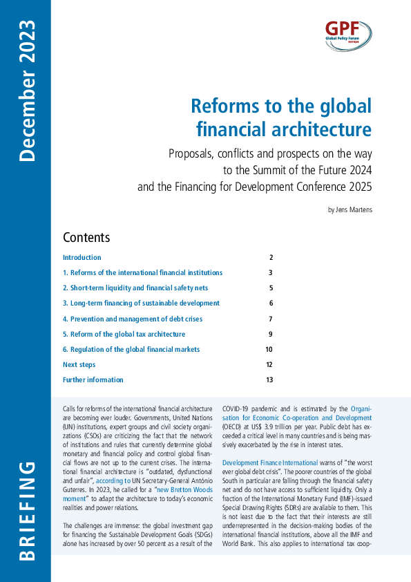 (PDF) Reforms to the global financial architecture