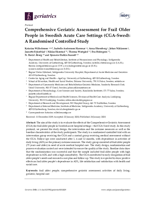 (PDF) Comprehensive Geriatric Assessment for Frail Older People in ...