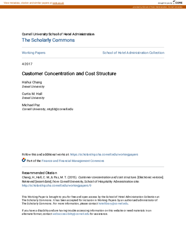 (PDF) Customer Concentration and Cost Structure