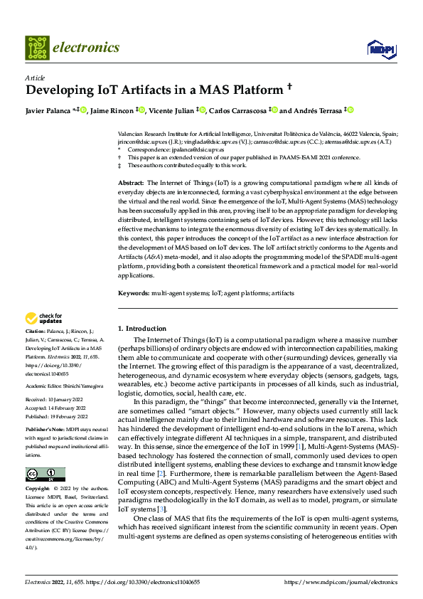 (PDF) Developing IoT Artifacts in a MAS Platform
