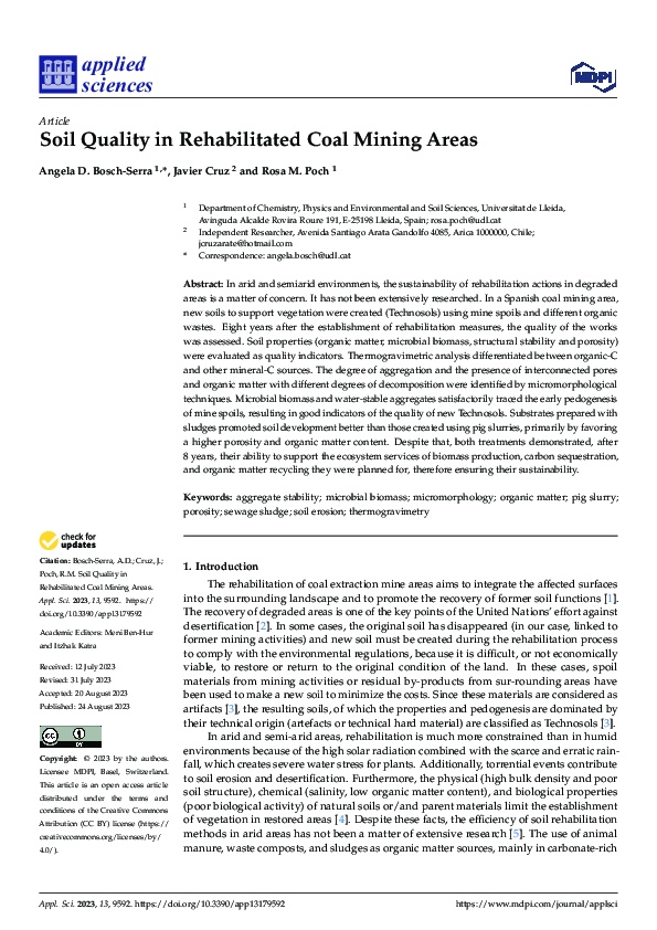 (PDF) Soil Quality in Rehabilitated Coal Mining Areas