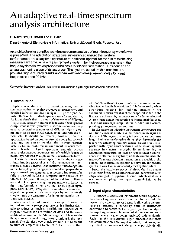 (PDF) An adaptive real-time spectrum analysis architecture