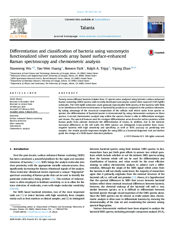 (PDF) Differentiation and classification of bacteria using vancomycin ...