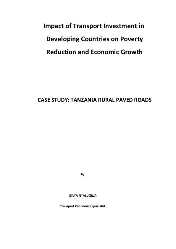 (PDF) Impact of Transport Investment in Developing Countries on Poverty ...