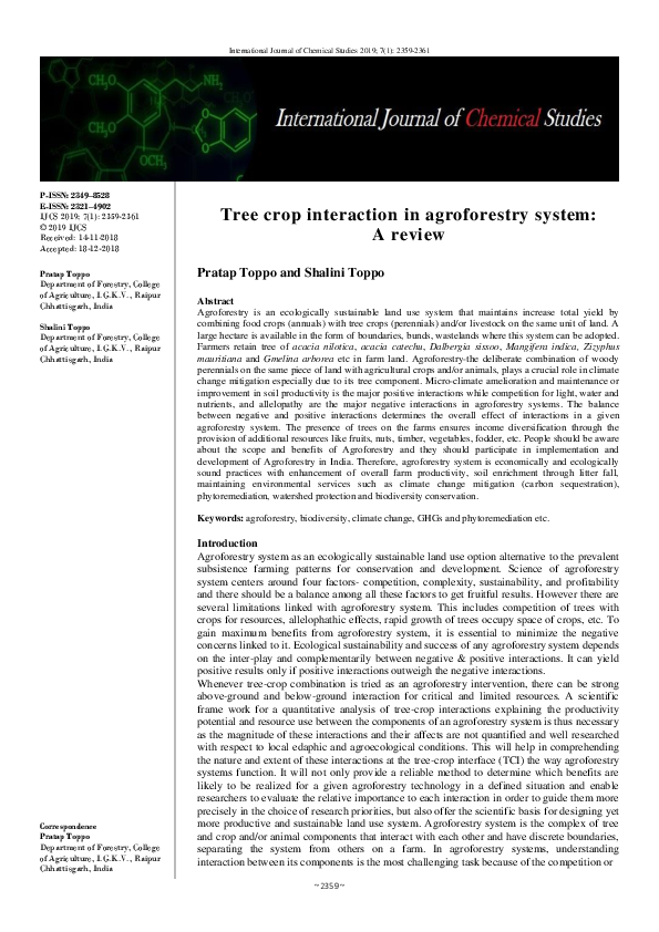 (PDF) Tree crop interaction in agroforestry system: A review