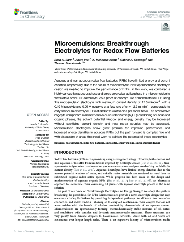 (PDF) Microemulsions: Breakthrough Electrolytes for Redox Flow Batteries