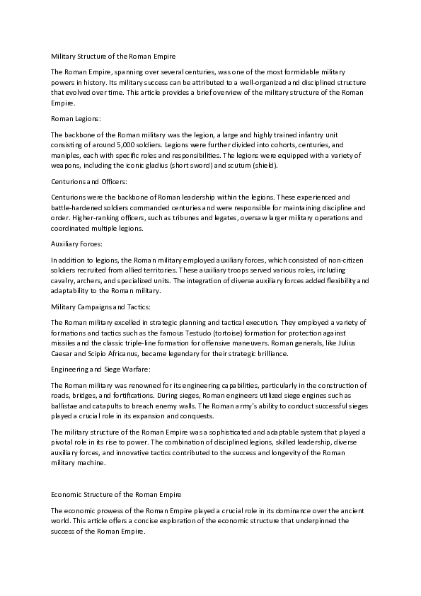 (DOC) Military, social, economic and political structure of the Roman ...