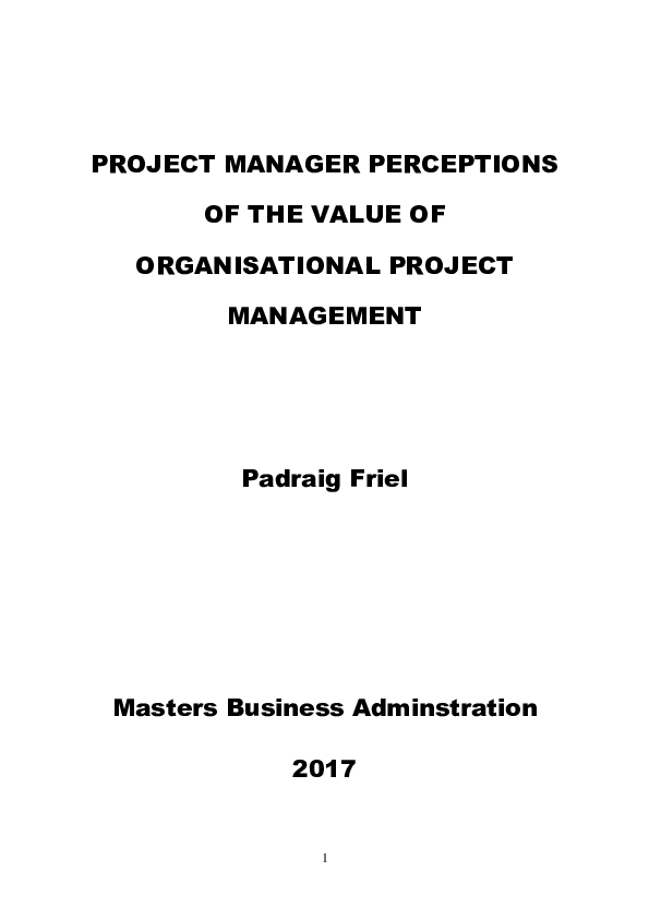 (PDF) Project Manager perceptions of the value of organisational ...