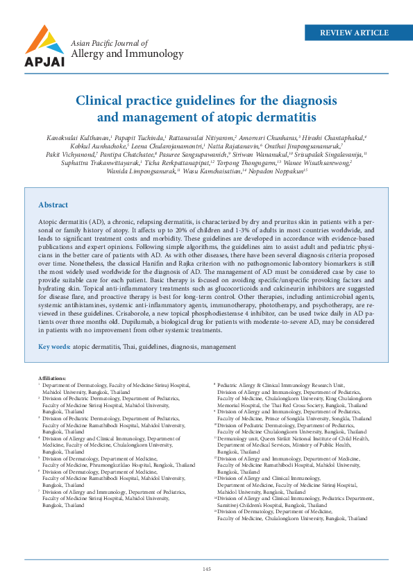 (PDF) Clinical practice guidelines for the diagnosis and management of ...