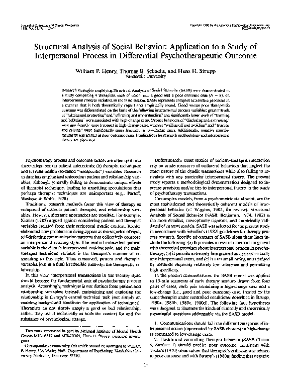 (PDF) Structural analysis of social behavior: Application to a study of ...