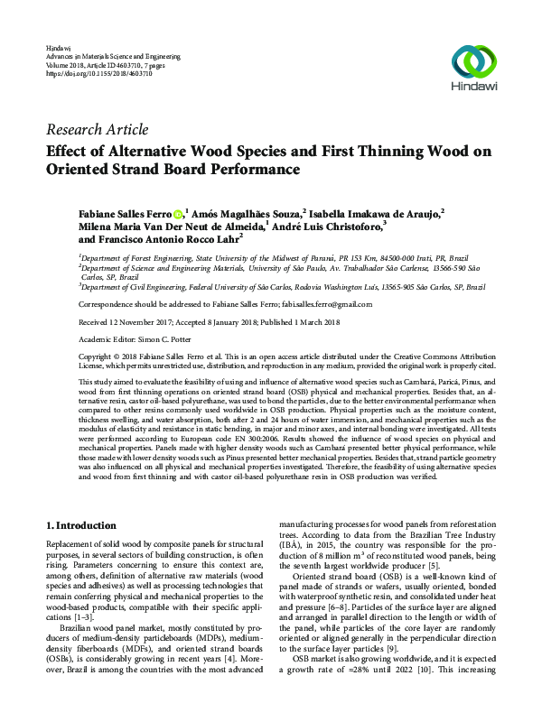 (PDF) Effect of Alternative Wood Species and First Thinning Wood on ...