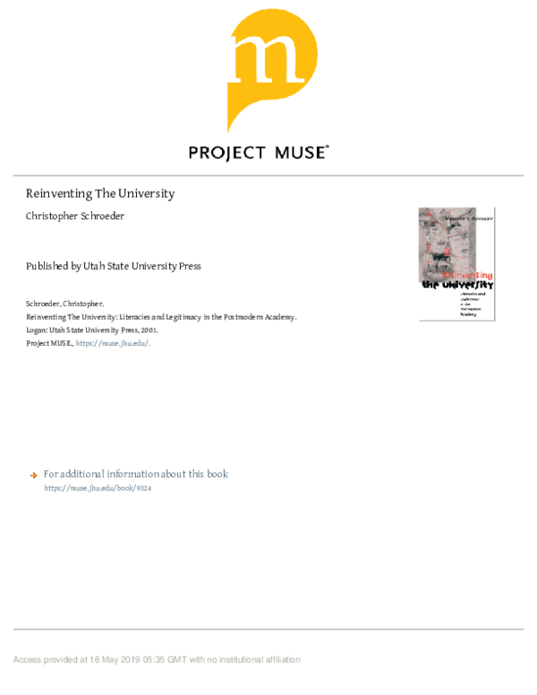 (PDF) Reinventing the University