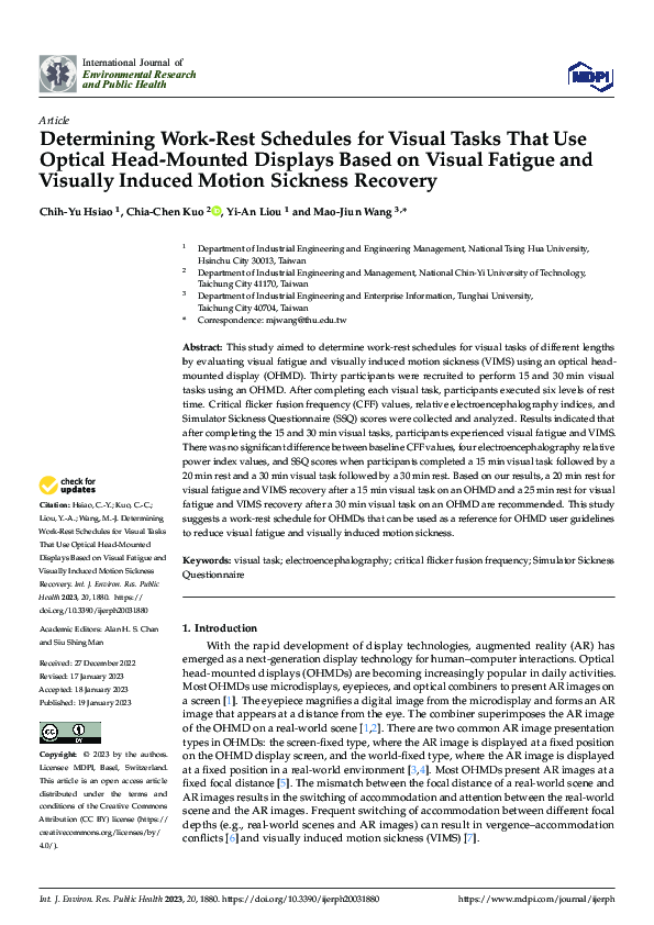 (PDF) Determining Work-Rest Schedules for Visual Tasks That Use Optical Head-Mounted Displays ...