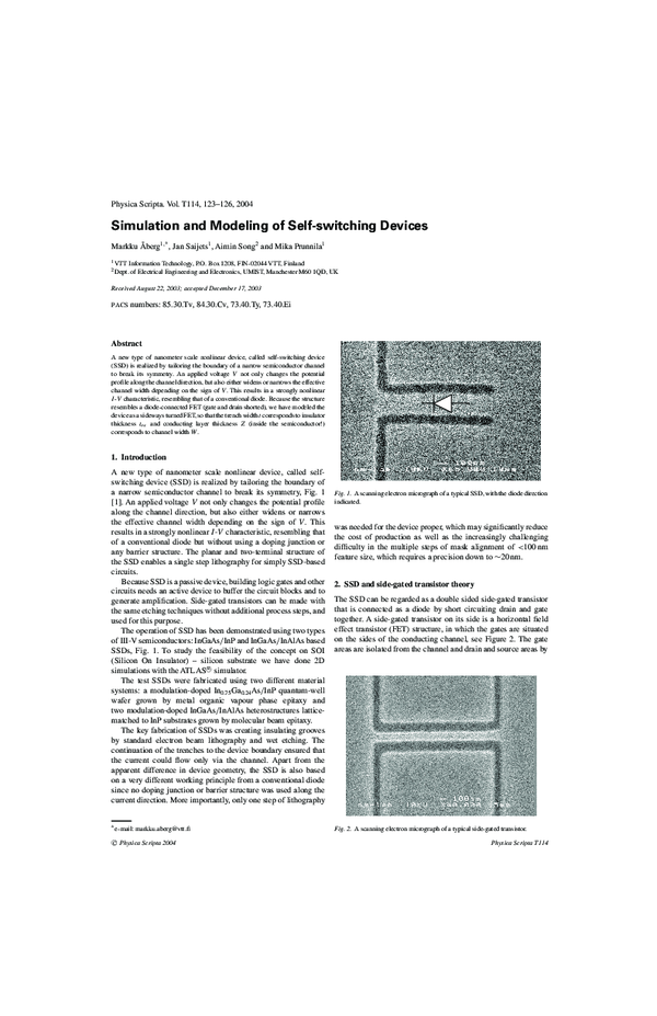 (PDF) Simulation and Modeling of Self-switching Devices