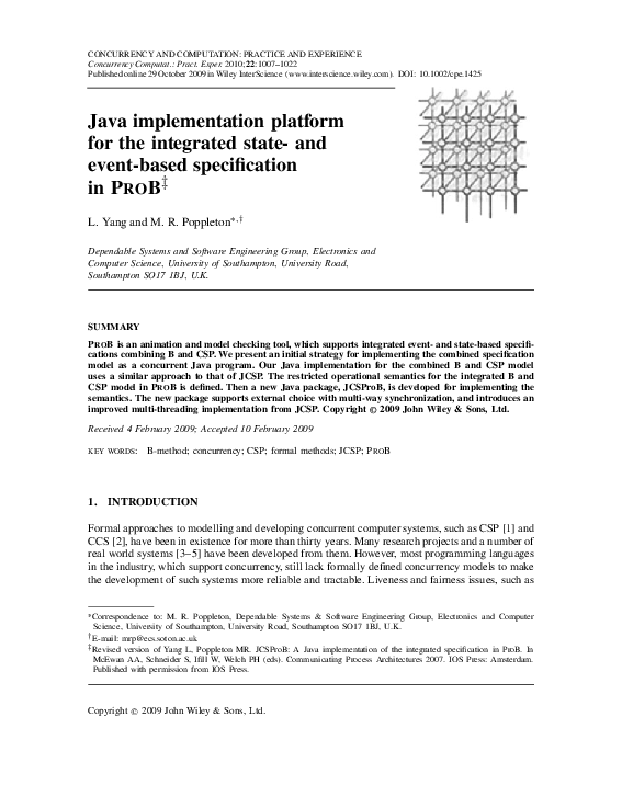 (PDF) Java implementation platform for the integrated state‐ and event ...