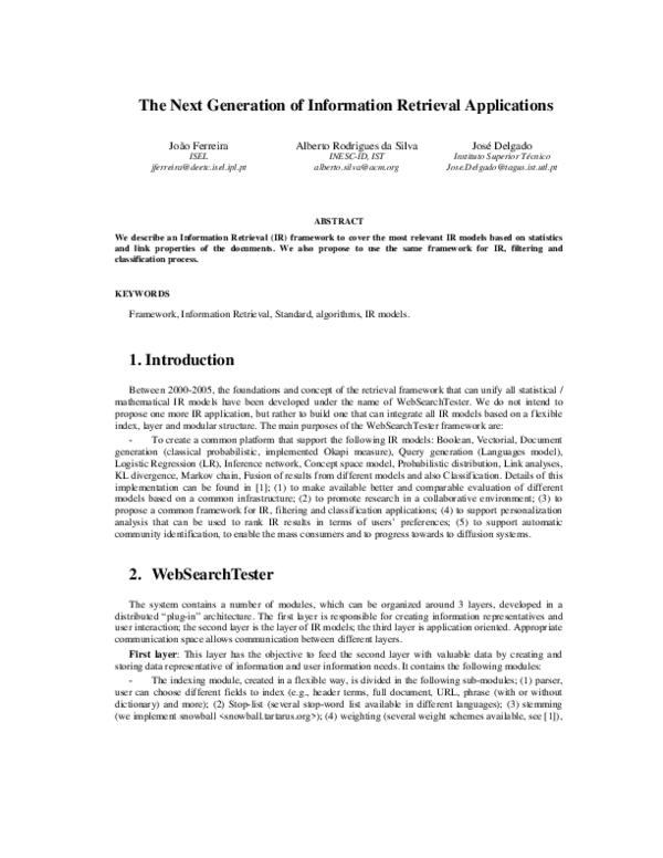 (PDF) The Next Generation of Information Retrieval Applications