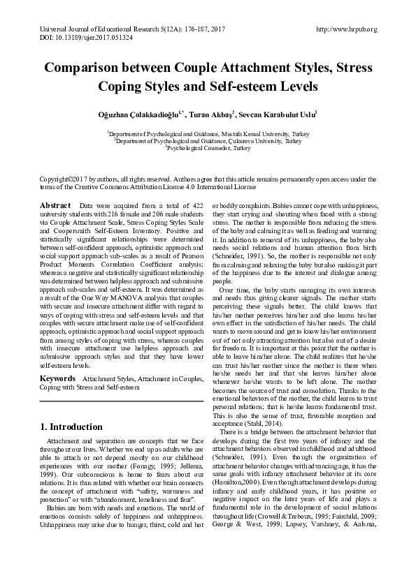 (PDF) Comparison between Couple Attachment Styles, Stress Coping Styles ...