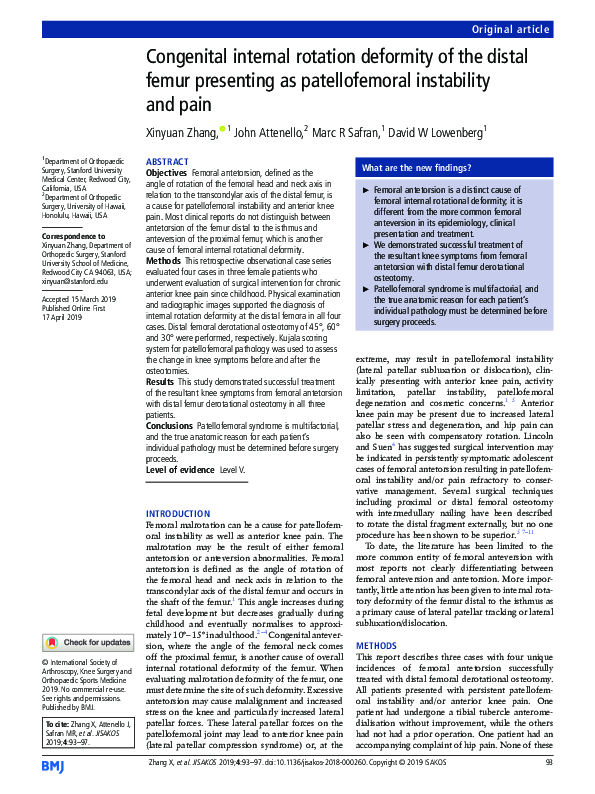(PDF) Congenital internal rotation deformity of the distal femur ...