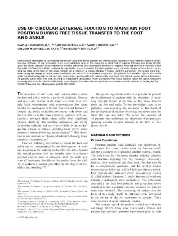 (PDF) Use of circular external fixation to maintain foot position ...