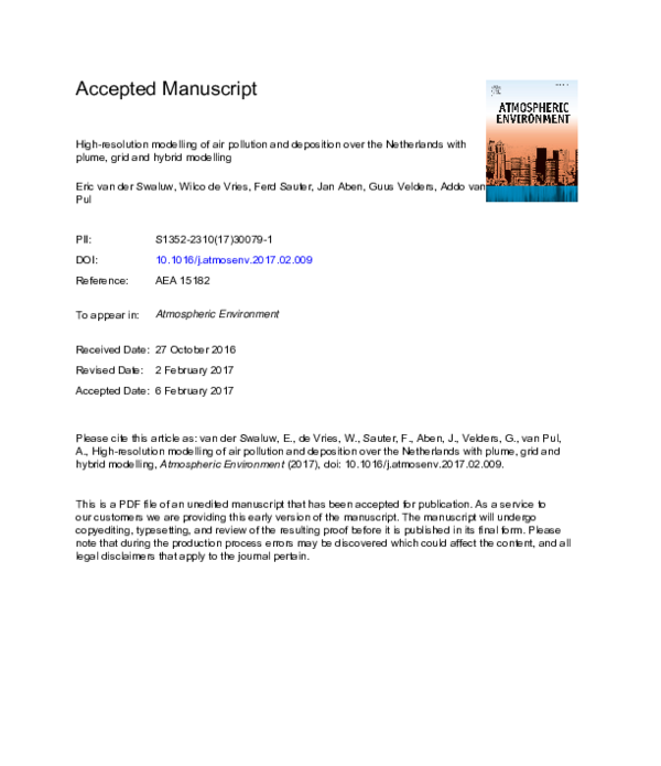 (PDF) High-resolution modelling of air pollution and deposition over ...